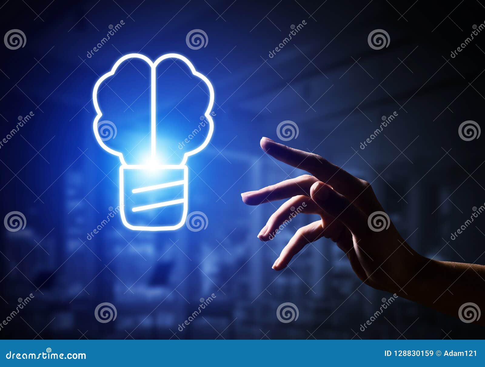 Concept of Idea and Creative Thinking Presented by Brain Bulb on Dark ...