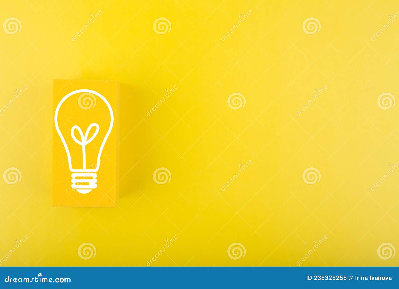 Creativity, Innovation and Idea Concept. Light Bulb Drawn on Yellow ...
