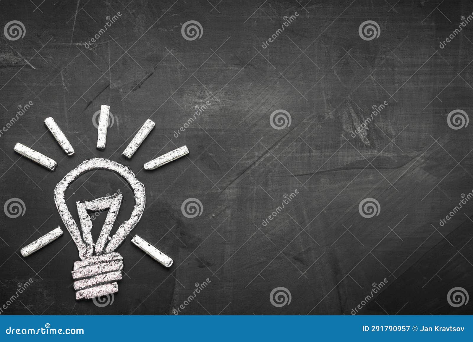 Concept Idea. a Light Bulb is Drawn with Chalk on a Dark Board Stock ...