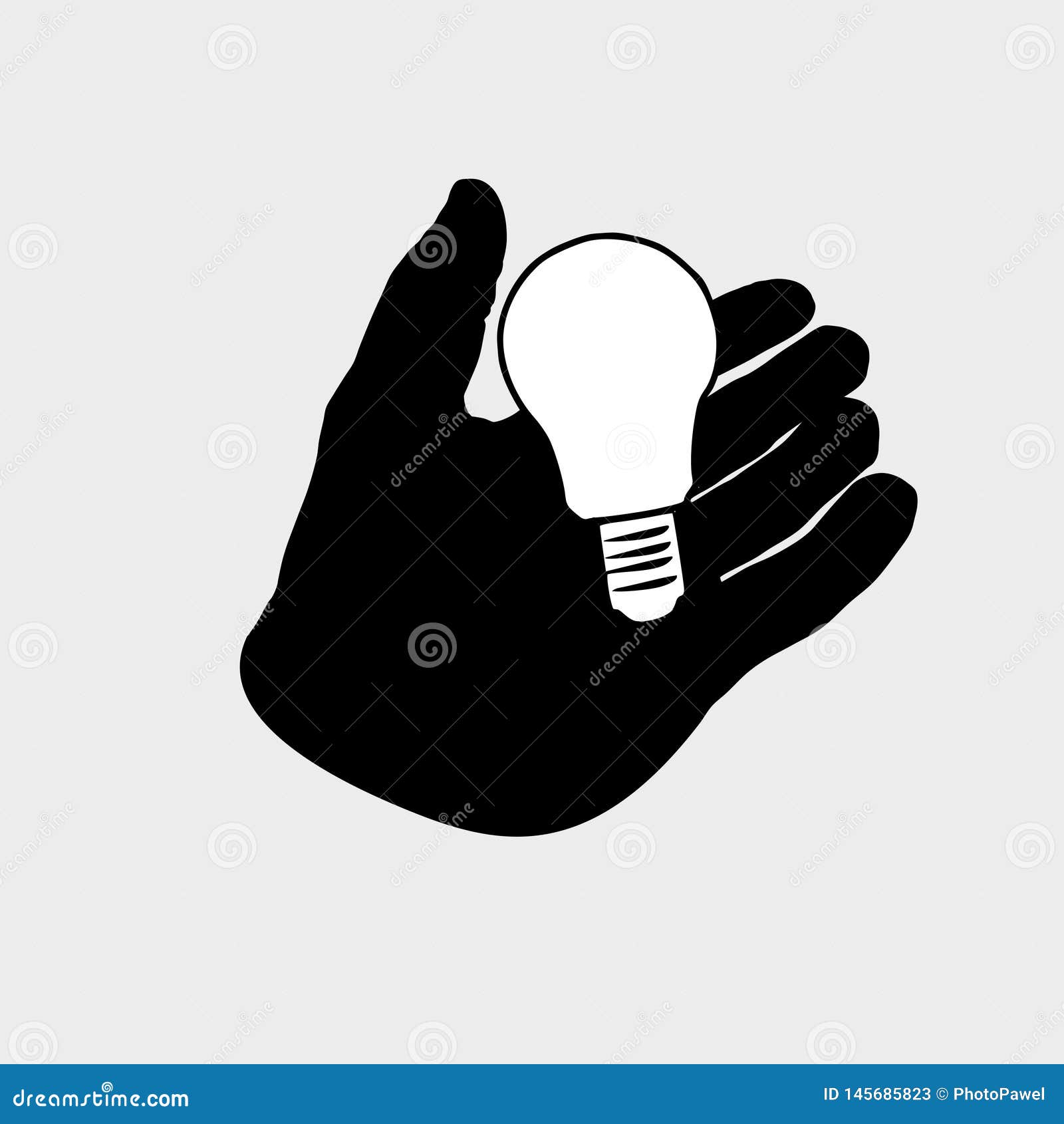 Light bulb in hand icon stock illustration. Illustration of power ...