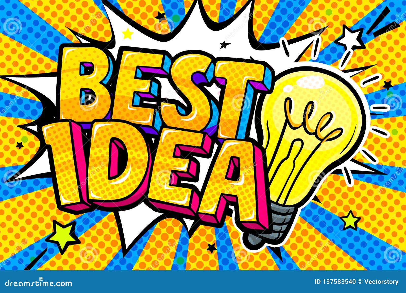 Concept of Idea. Message Best Idea in Pop Art Style Stock Vector ...