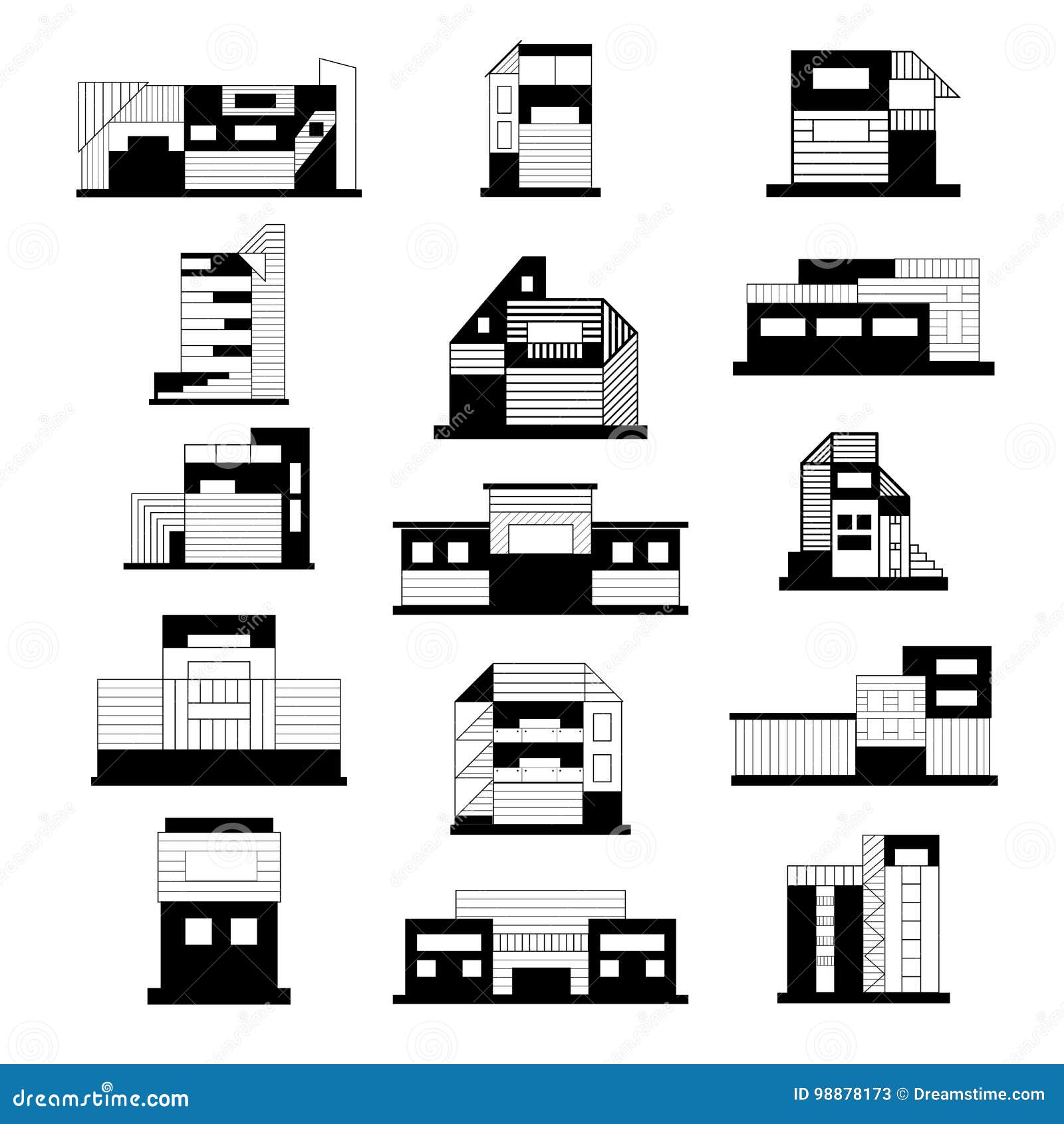 Concept and Ideas of the Buildings. Set of Different Buildings ...