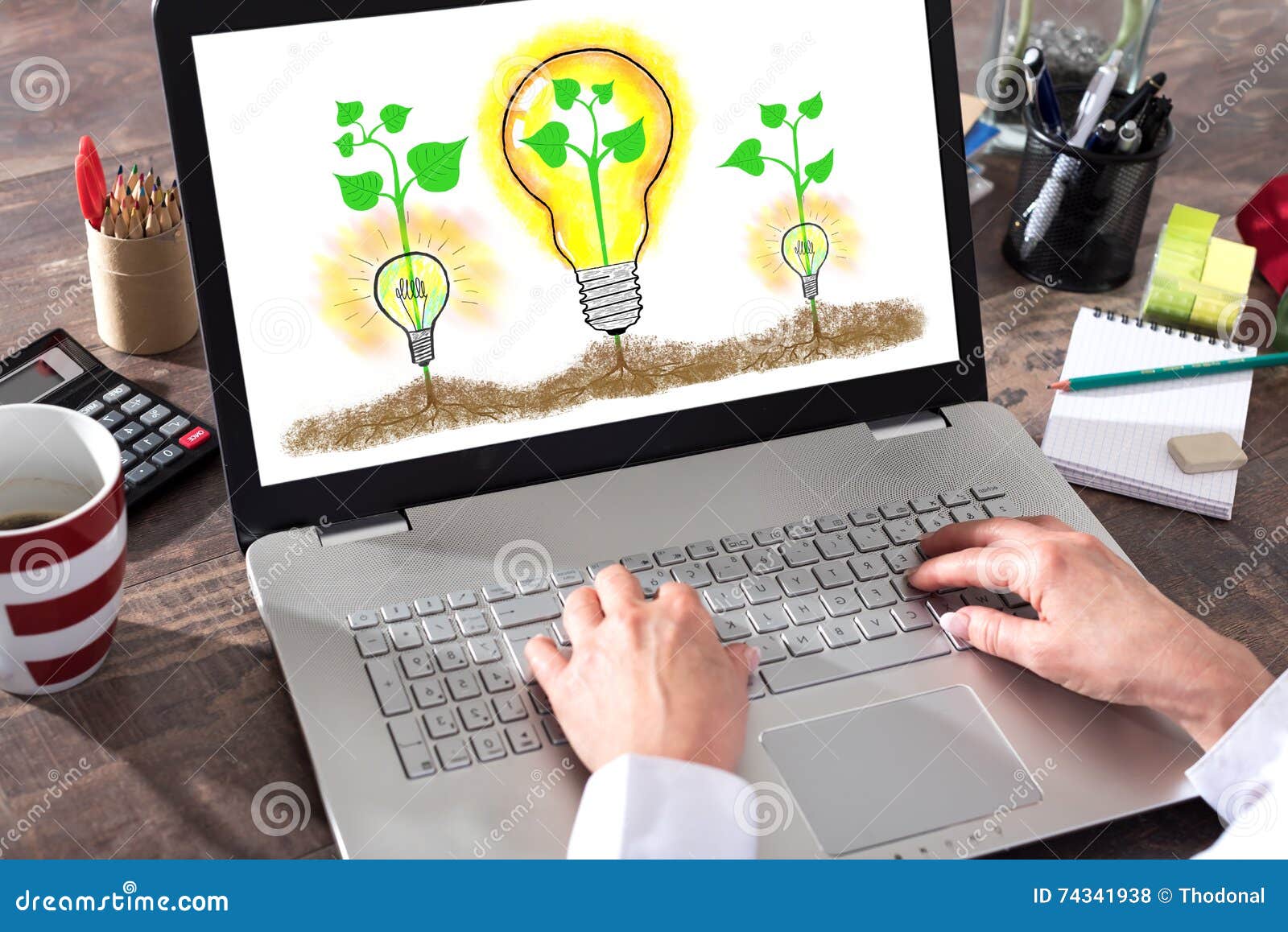 Concept of Ideas on a Laptop Screen Stock Photo - Image of creative ...