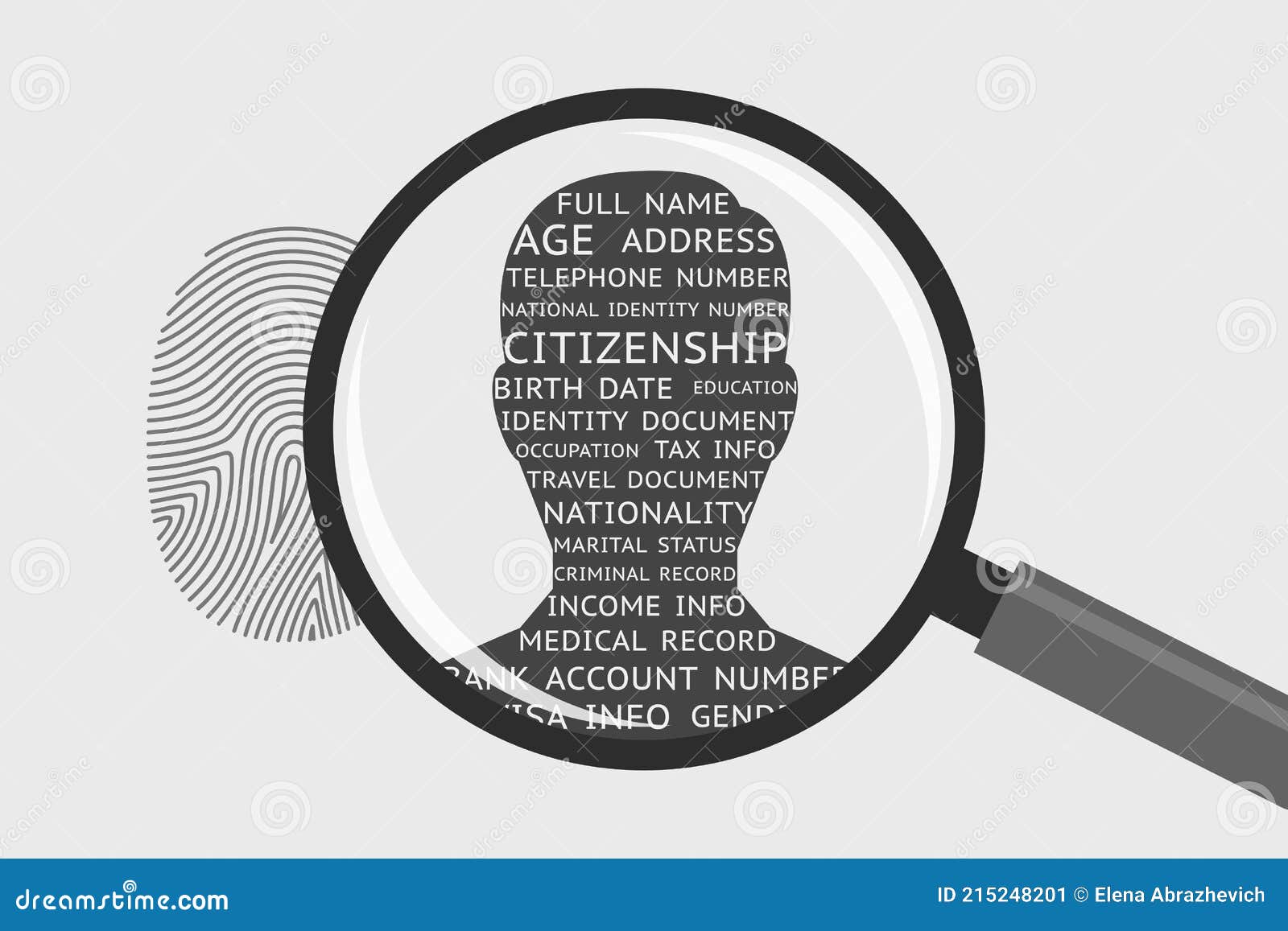 Concept Of Identification Of Person Using Fingerprint Cartoon Vector ...