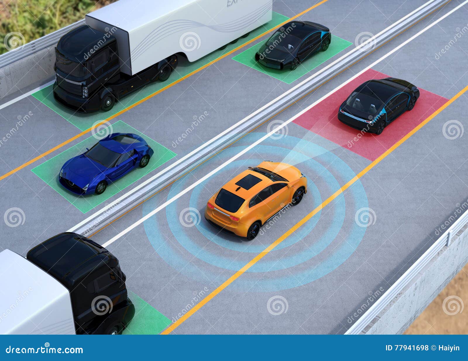 Concept Illustration for Autonomous Car Stock Illustration ...