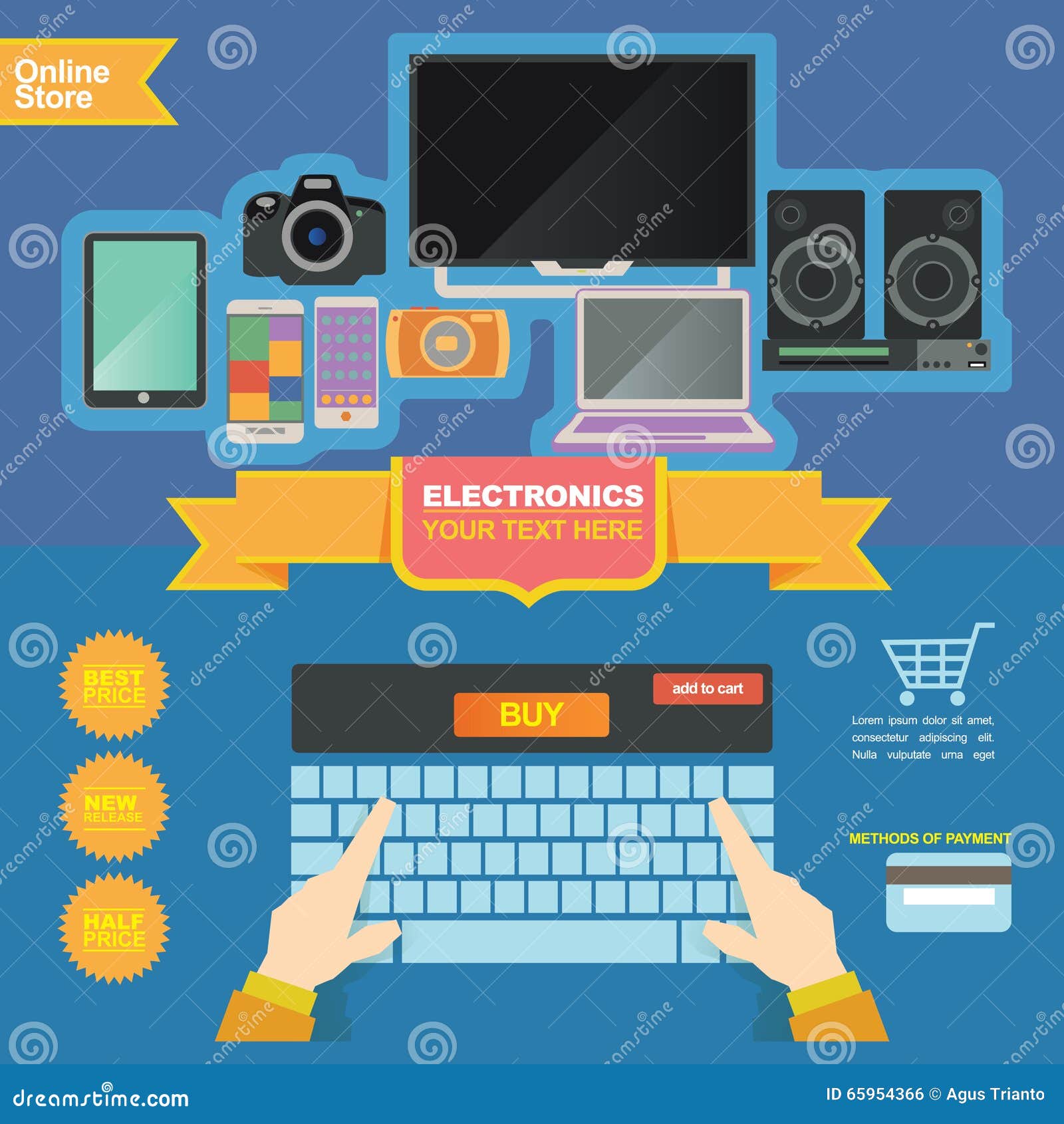 Concept Illustration Banner Template for Electronics Store and on Line ...