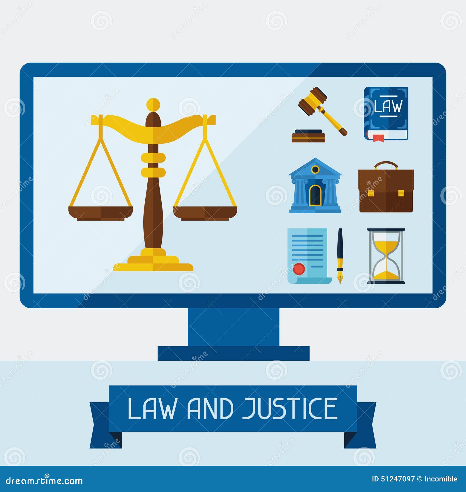 Concept Illustration with Computer and Law Icons Stock Vector ...
