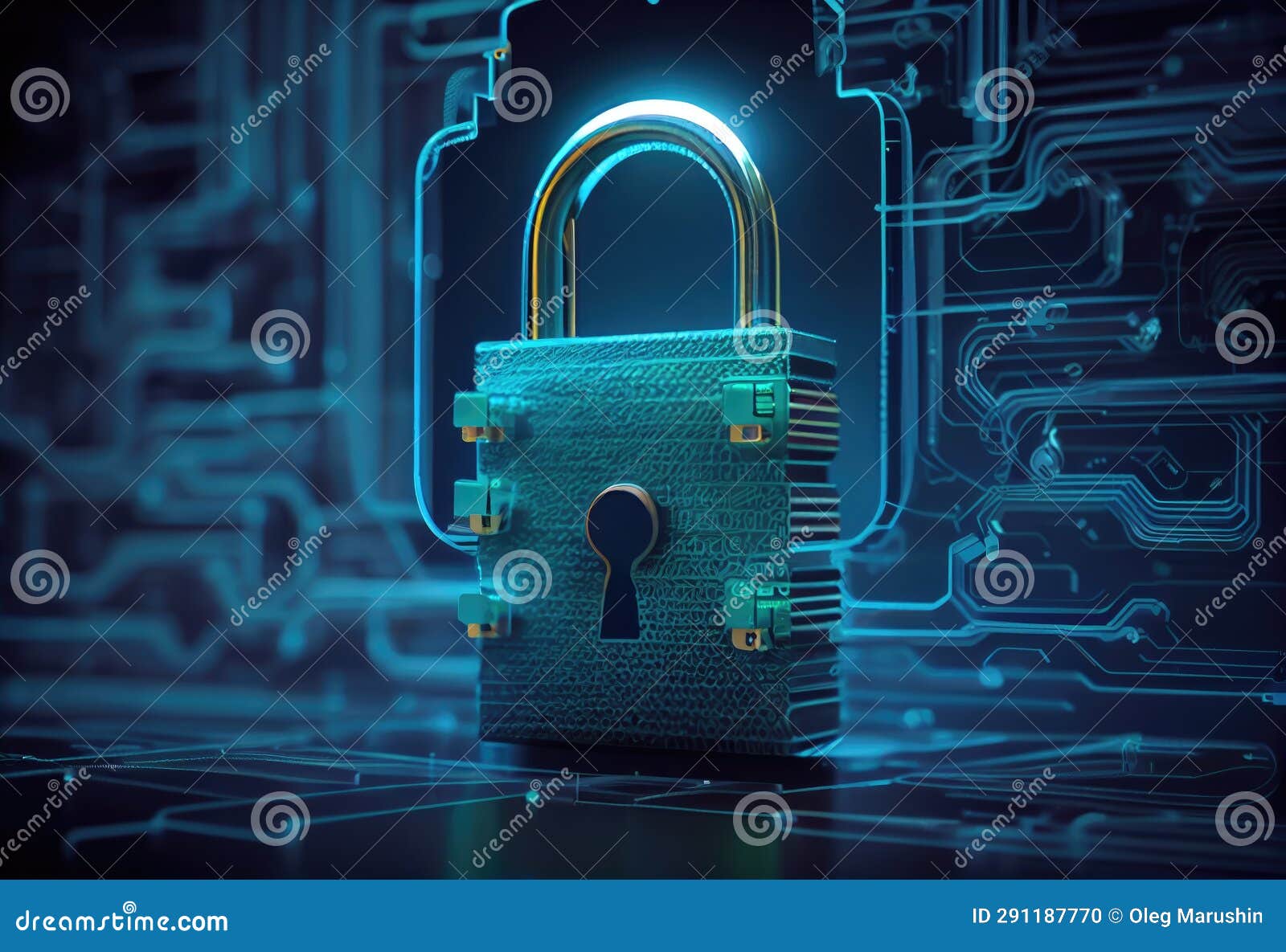 Cyber Security Lock. Internet Technology Concept of Cybersecurity and ...