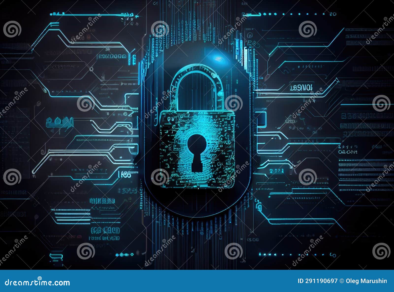 Cyber Security Lock. Internet Technology Concept of Cybersecurity and ...