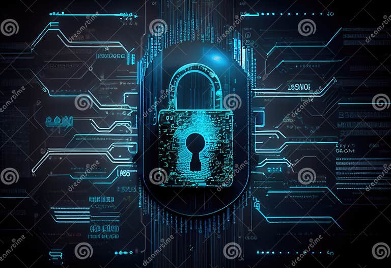 Cyber Security Lock. Internet Technology Concept of Cybersecurity and ...