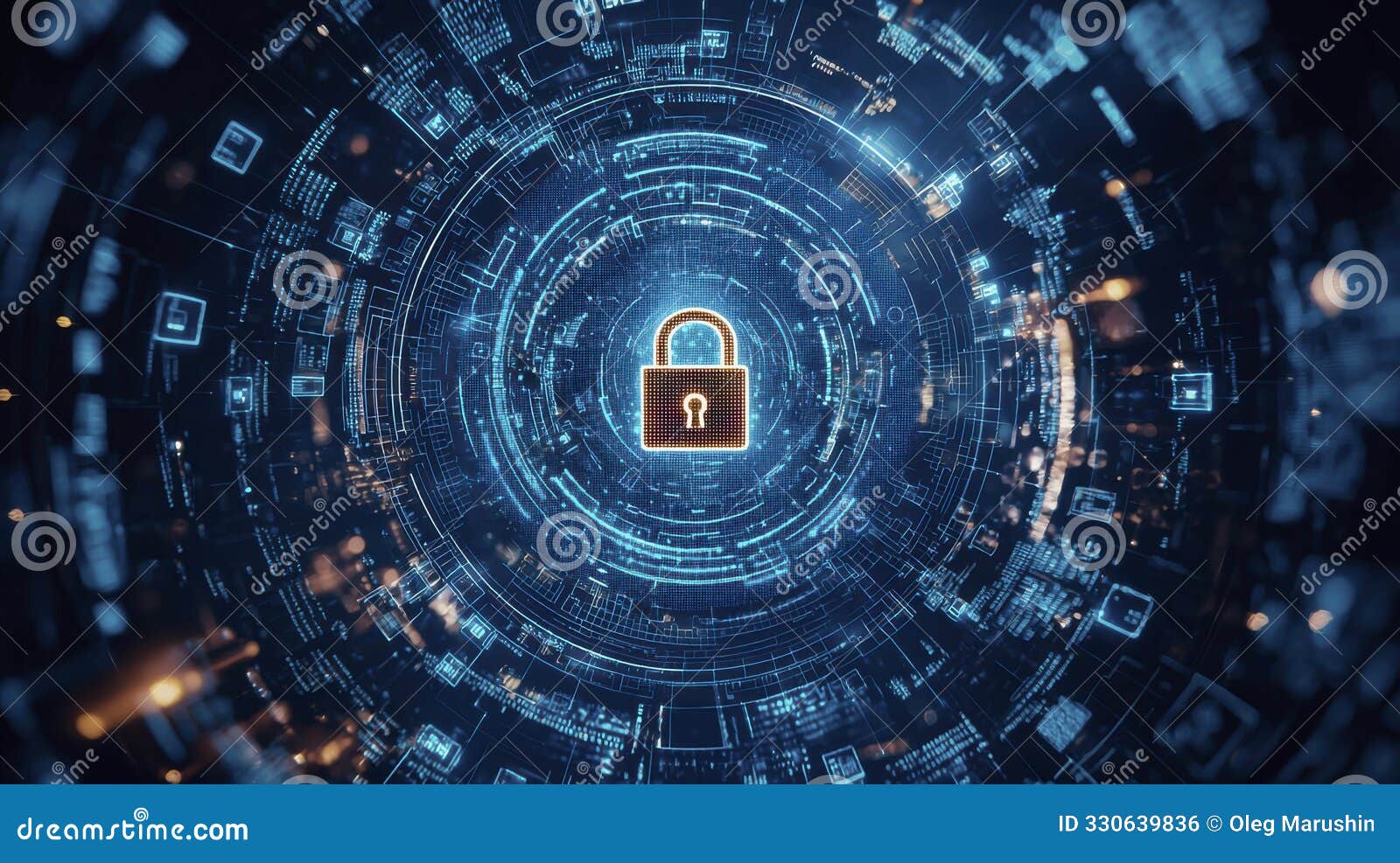 Digital Background with Pixelated Lock and Data Protection Symbols on a ...