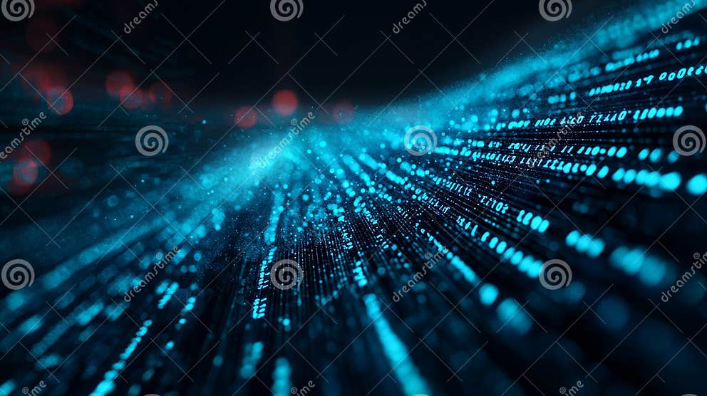This is a Concept Illustration for Digital Data Technology, Illustrating Blue Binary Code and ...