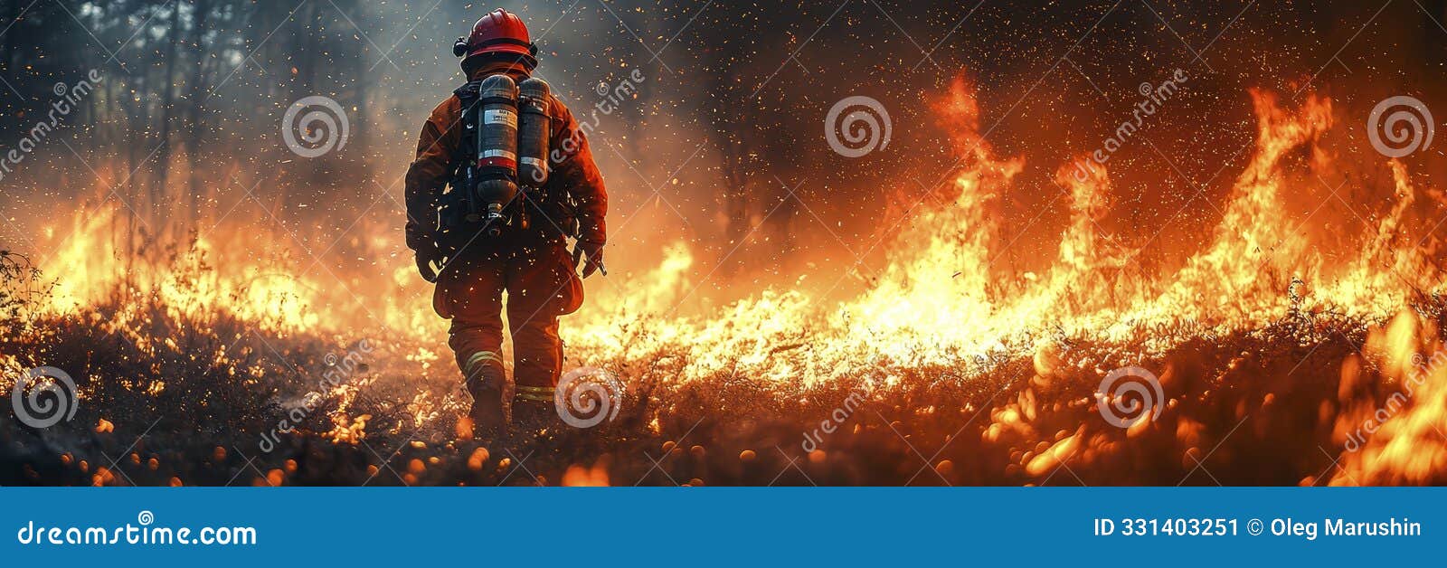 A Firefighter Fighting a Natural Disaster. the Concept of Fighting a ...