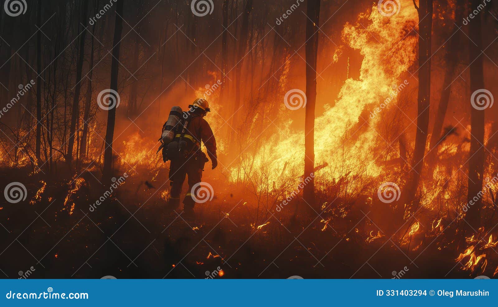 A Firefighter Fighting a Natural Disaster. the Concept of Fighting a ...