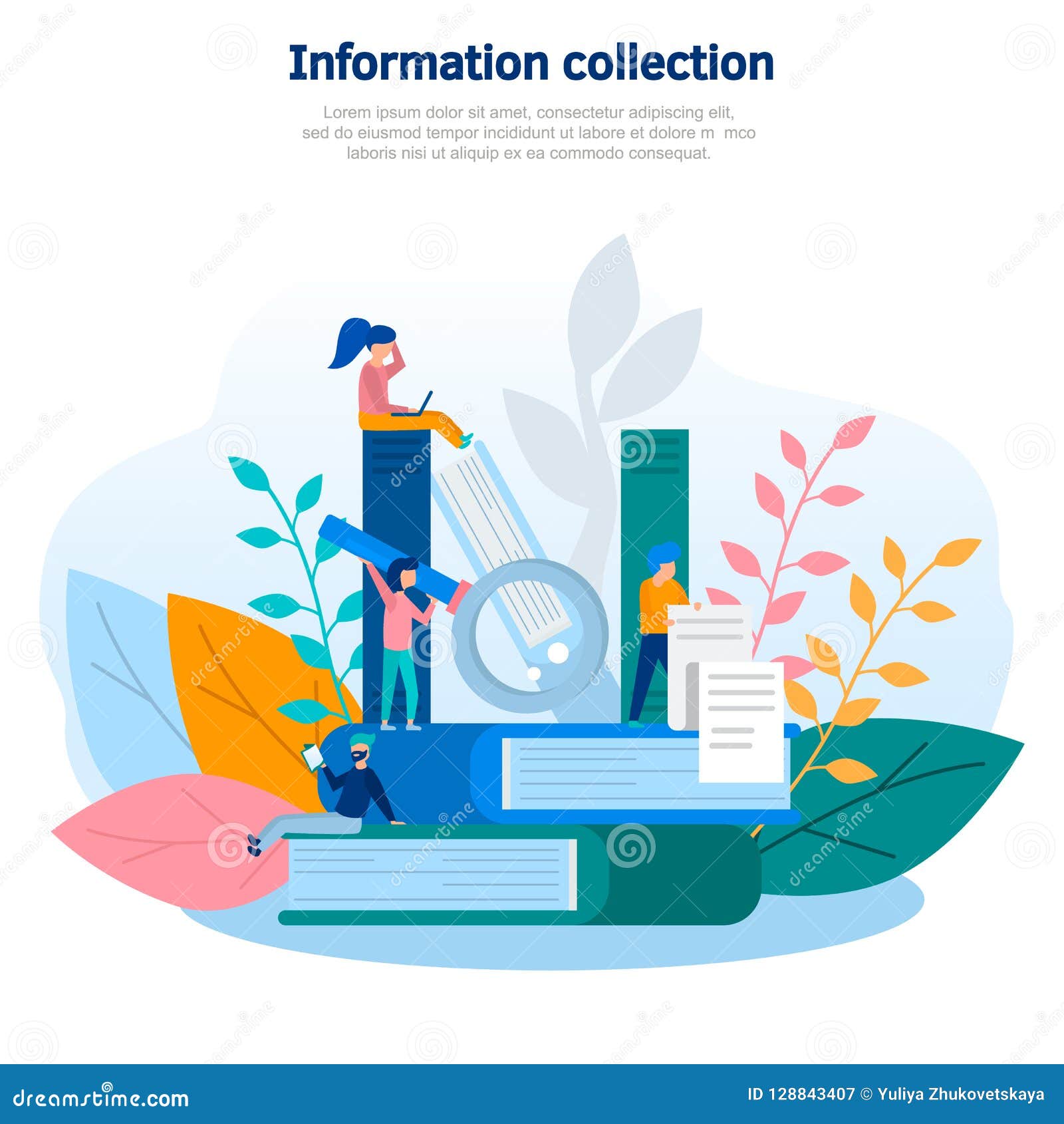 Concept Illustration of Knowledge and Information Collection, Online ...