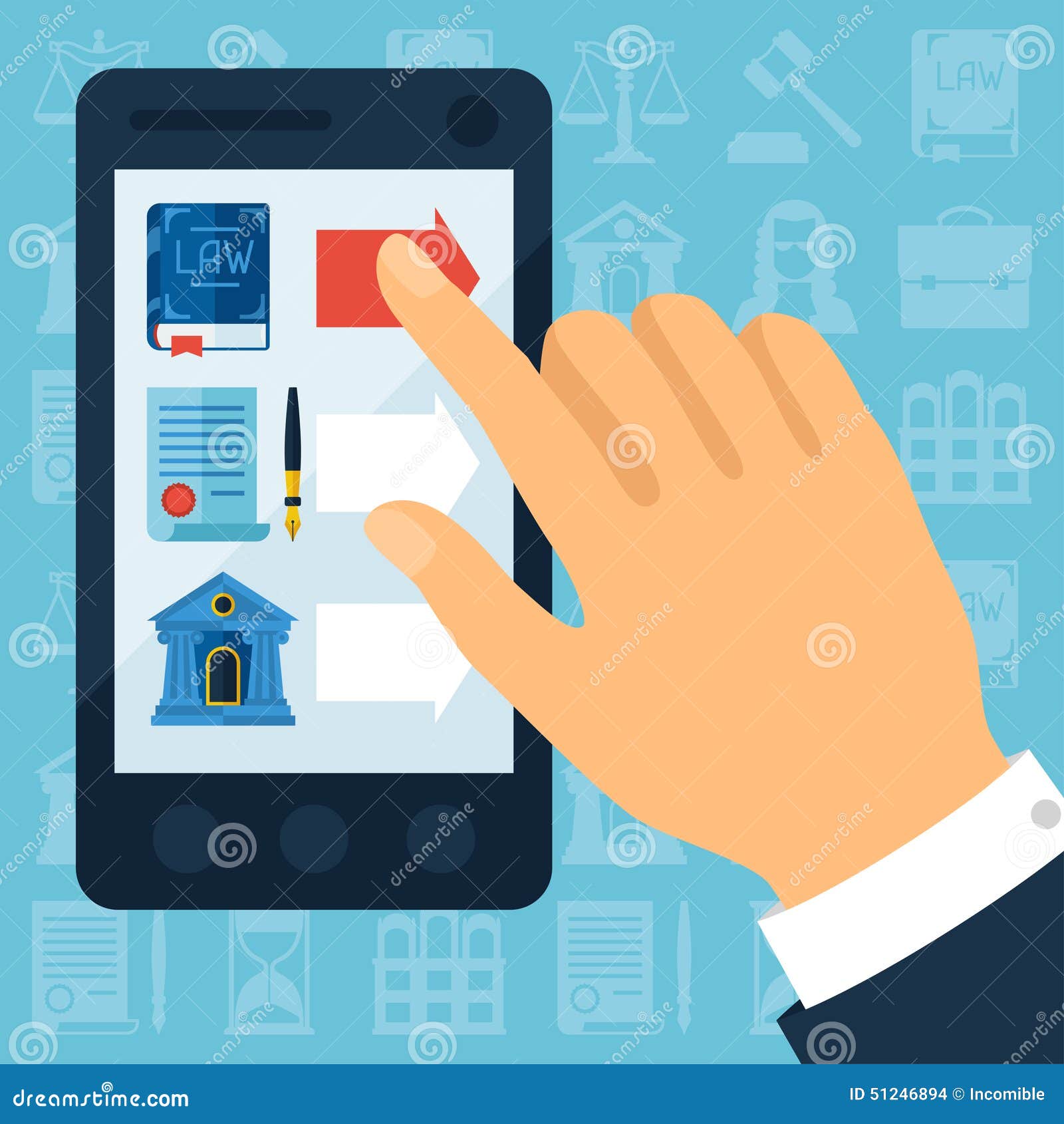 Concept Illustration with Mobile Phone and Law Stock Vector ...