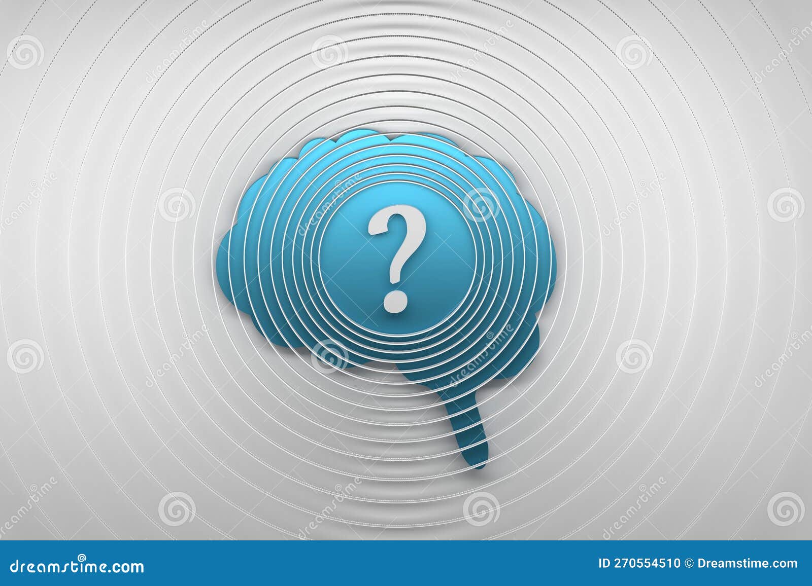 Concept Illustration with One Large Blue Brain with Circualr Lines and ...