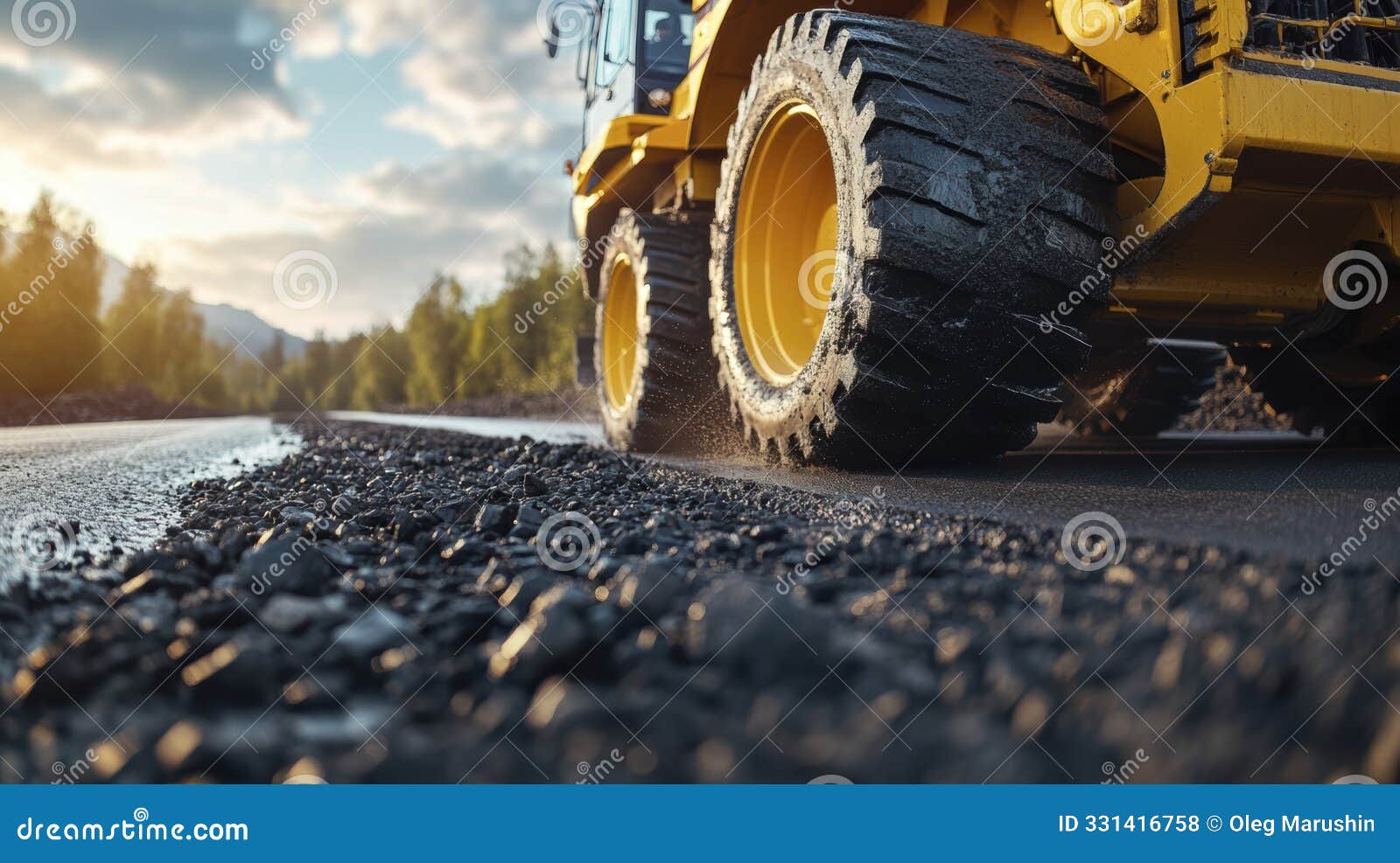 Road Construction Equipment is Working on a Section of Road, Creating ...