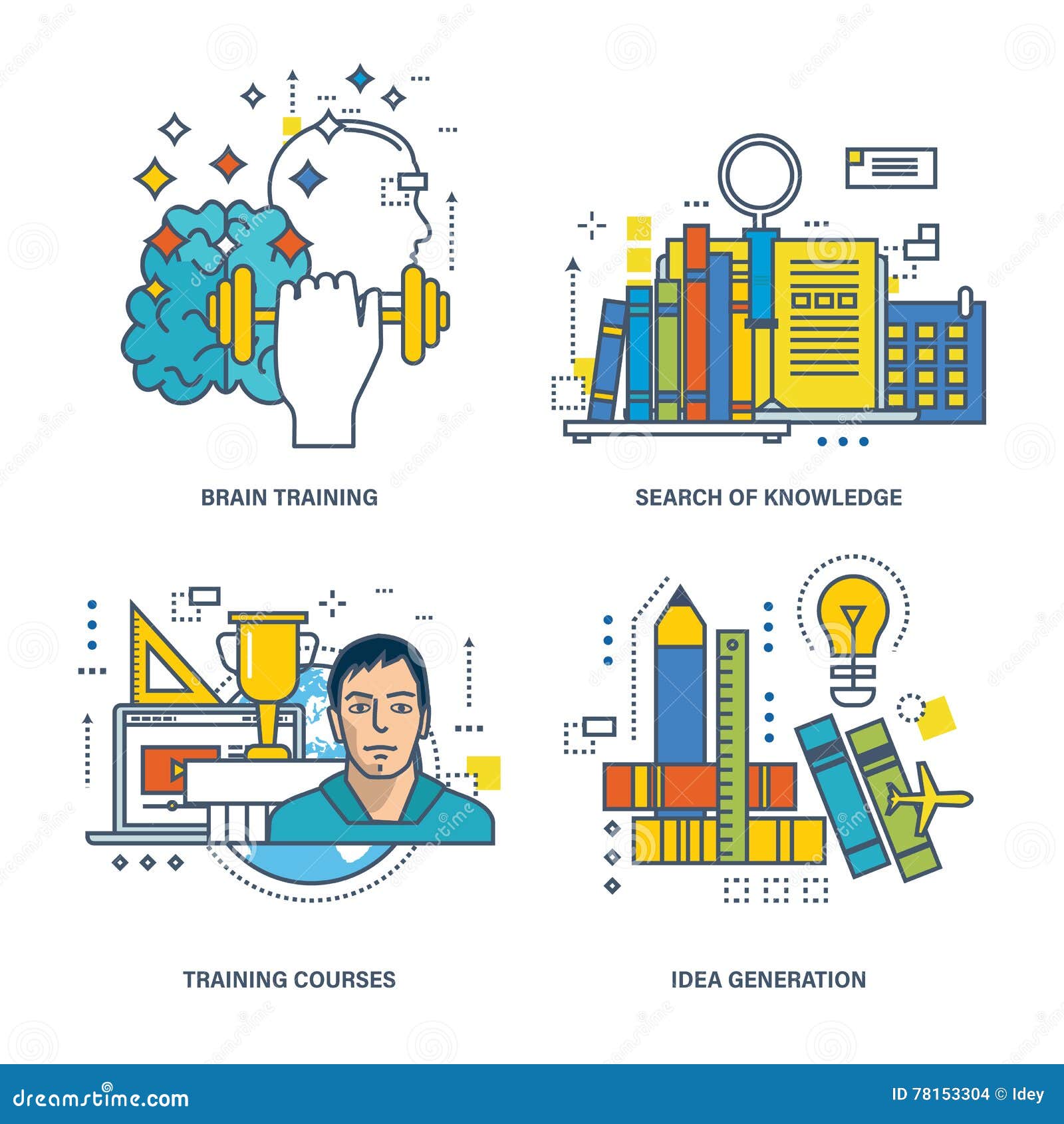 Concept Illustration - Search of Knowledge, Brain Training, Idea ...