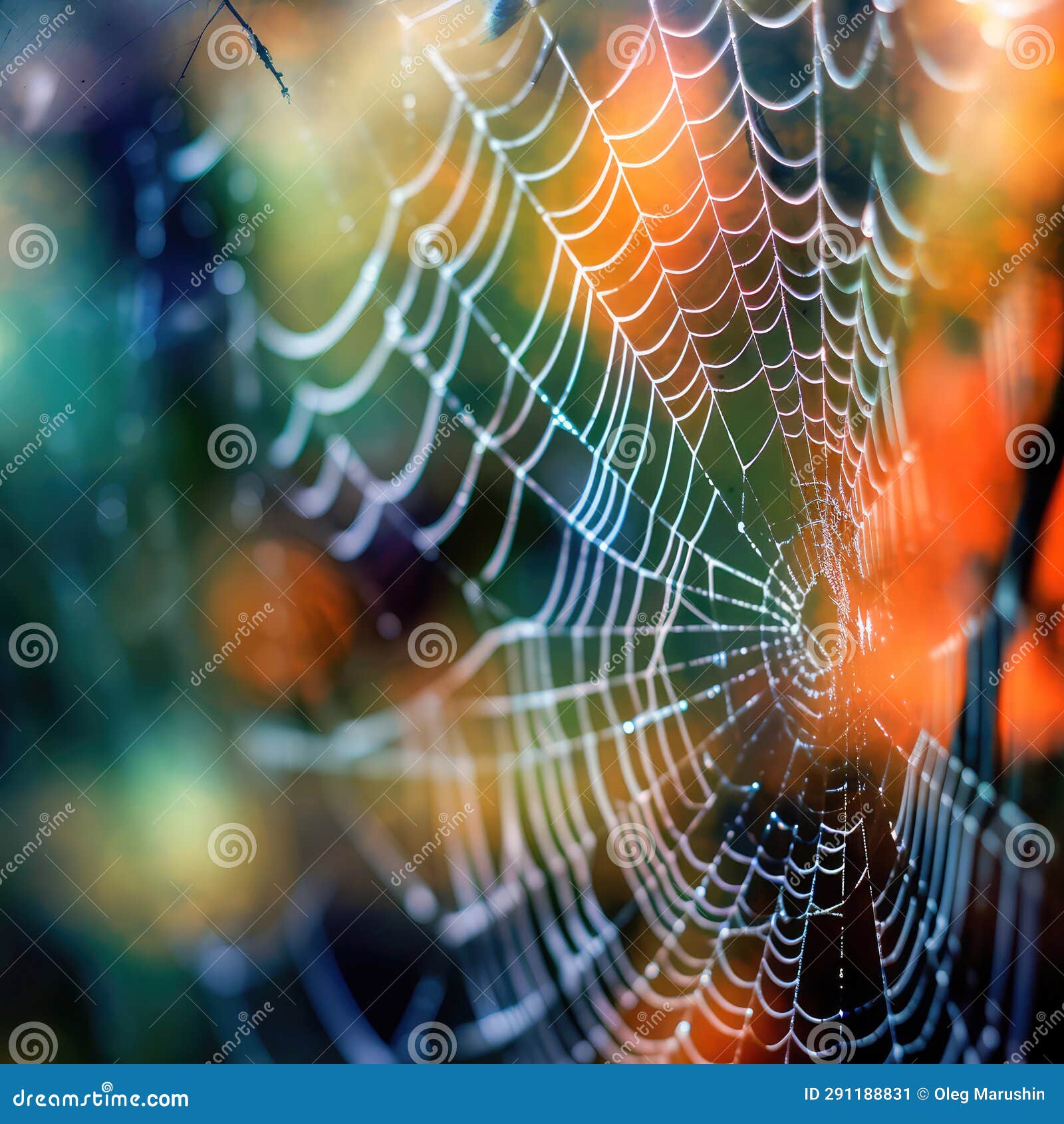 Abstract Illustration of a Shiny Spider Web on a Colored Background ...