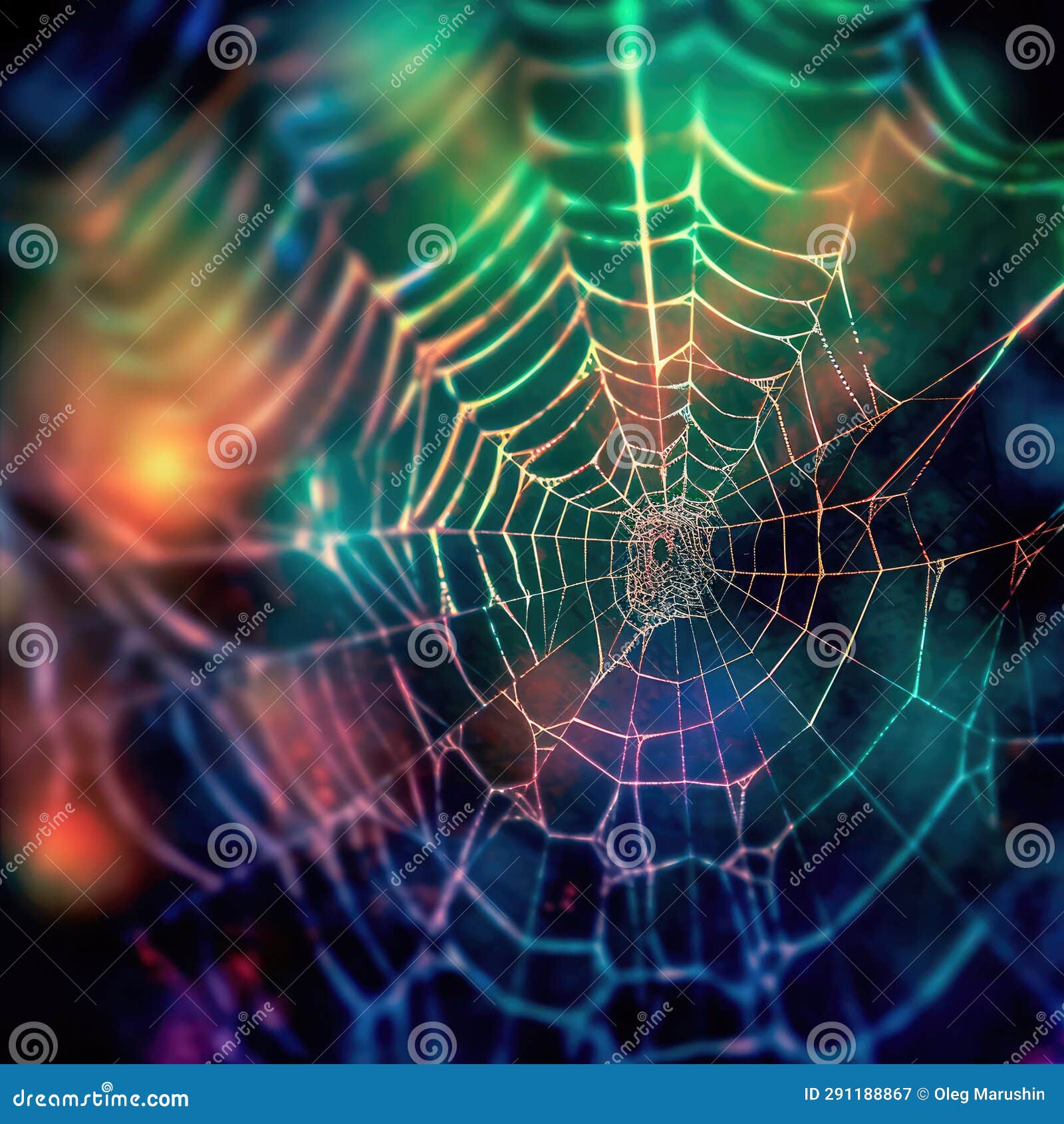 Abstract Illustration of a Shiny Spider Web on a Colored Background ...