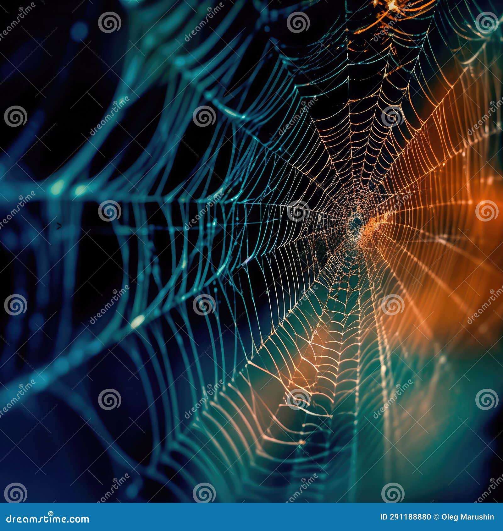 Abstract Illustration of a Shiny Spider Web on a Colored Background ...