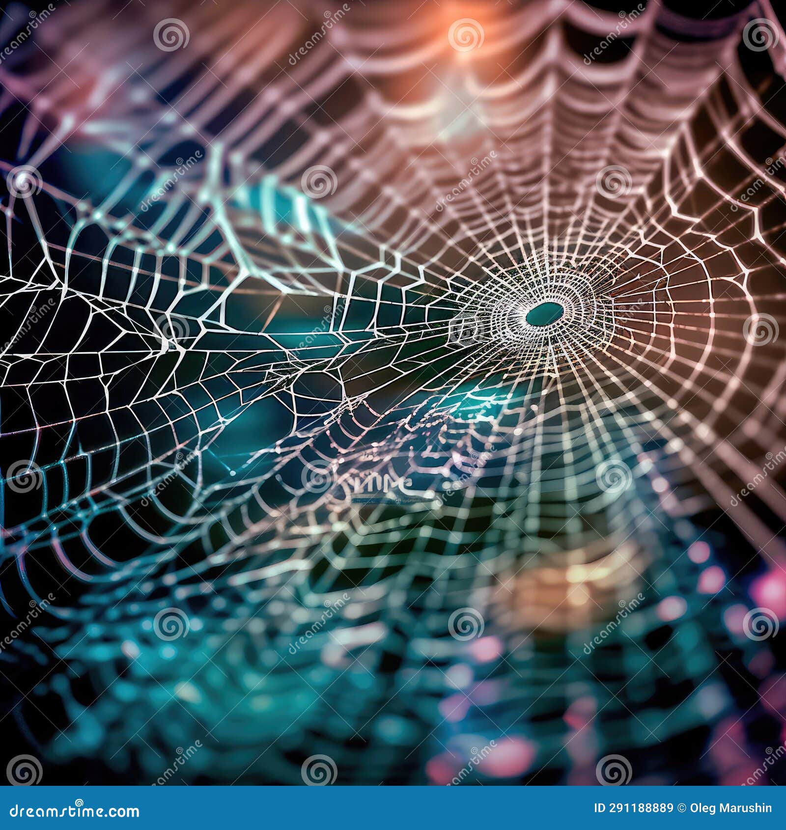 Abstract Illustration of a Shiny Spider Web on a Colored Background ...