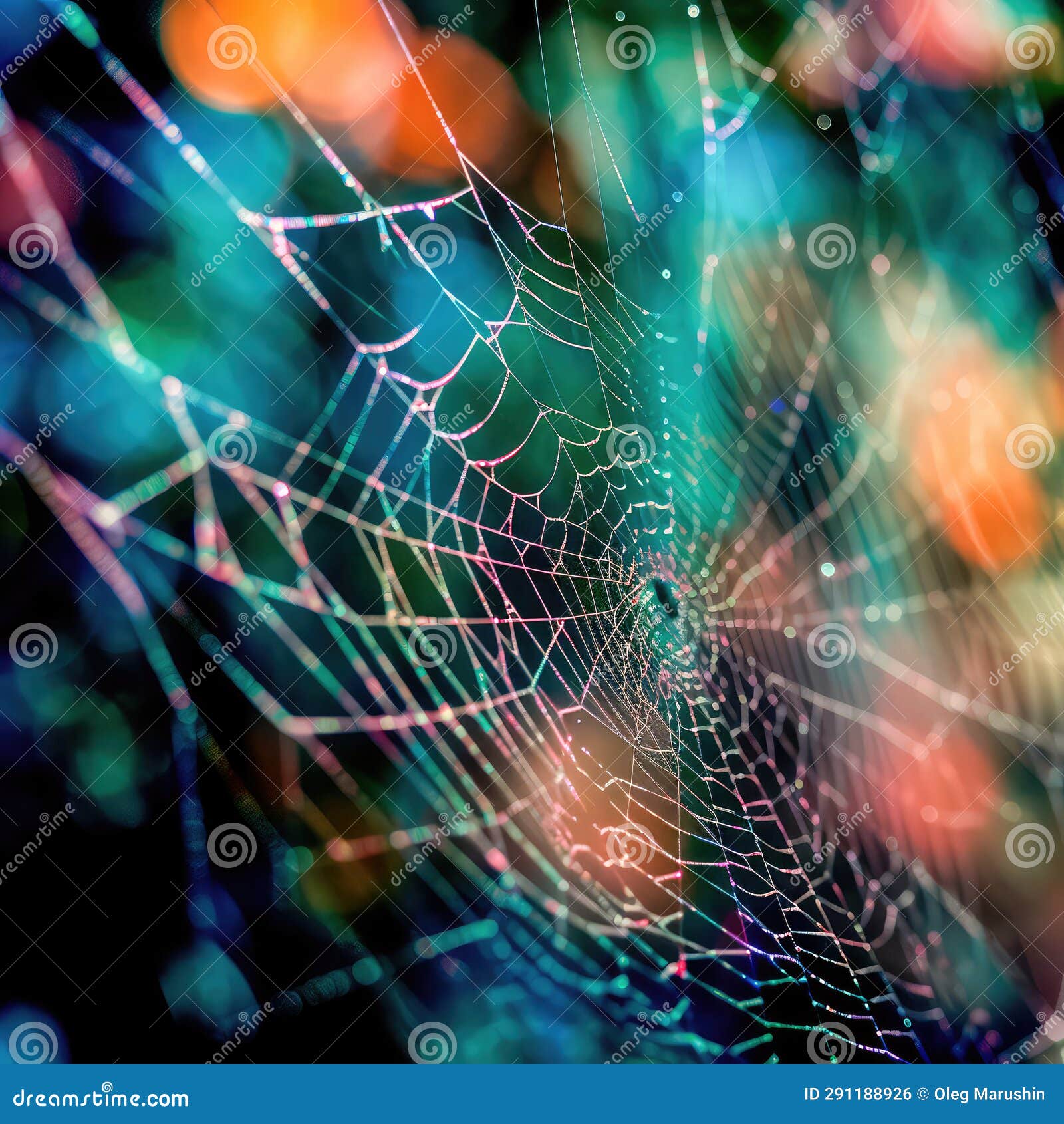 Abstract Illustration of a Shiny Spider Web on a Colored Background ...