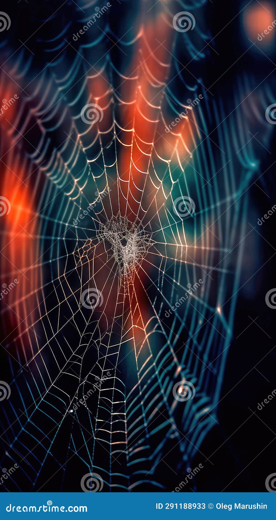 Abstract Illustration of a Shiny Spider Web on a Colored Background ...