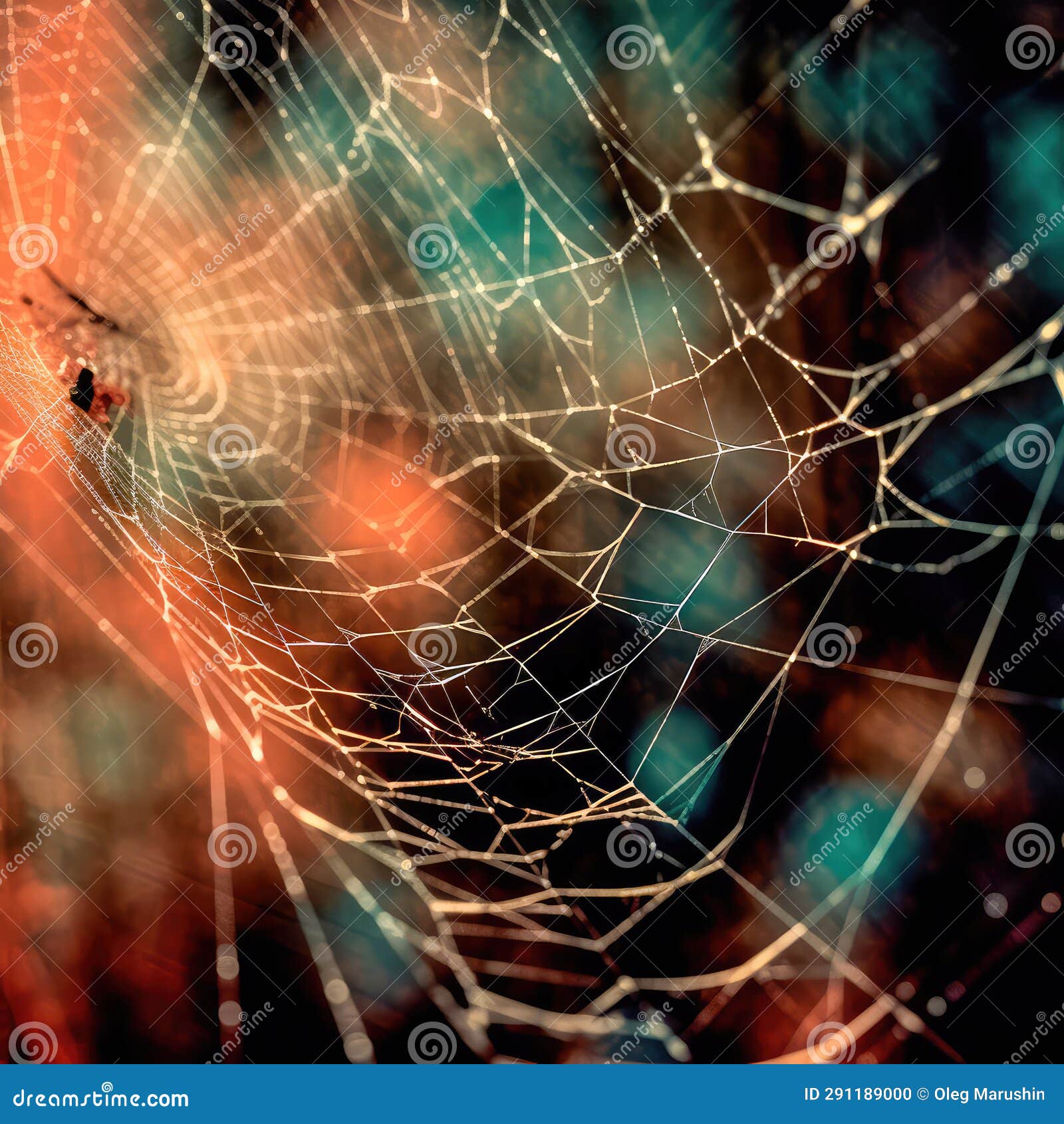 Abstract Illustration of a Shiny Spider Web on a Colored Background ...