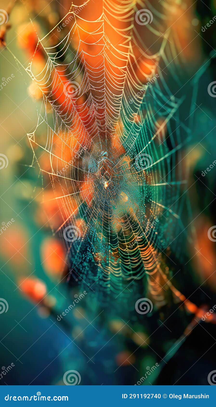 Abstract Illustration of a Shiny Spider Web on a Colored Background ...