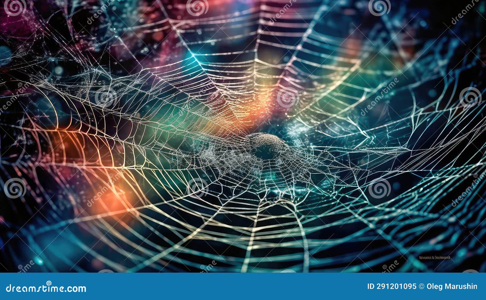 Abstract Illustration of a Shiny Spider Web on a Colored Background ...