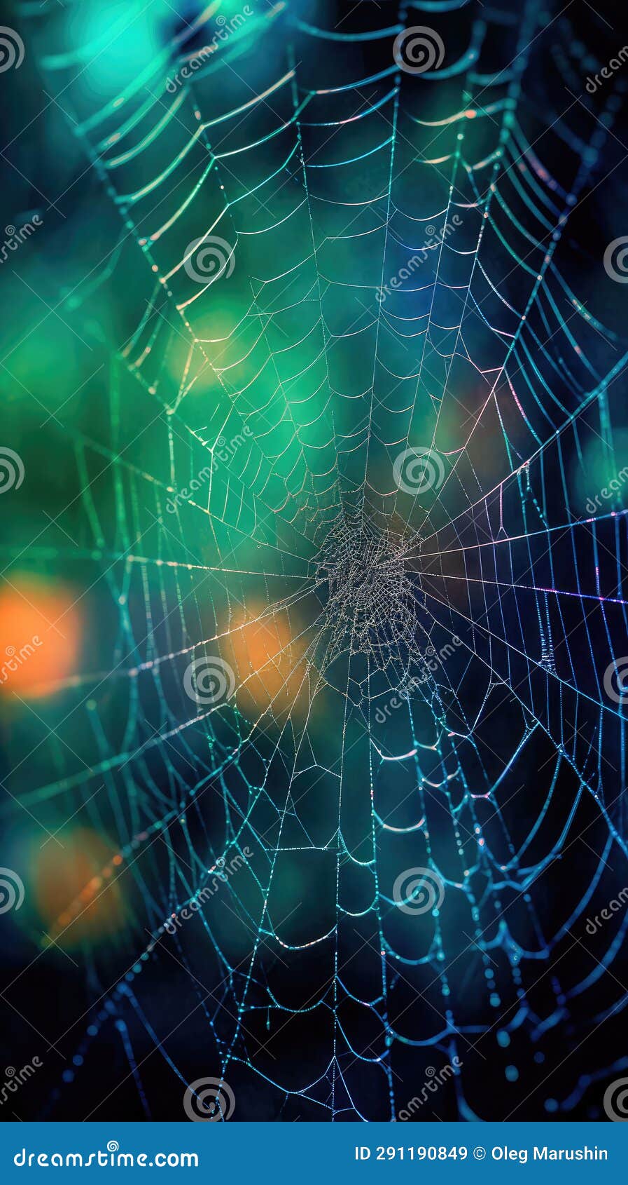 Abstract Illustration of a Shiny Spider Web on a Colored Background ...