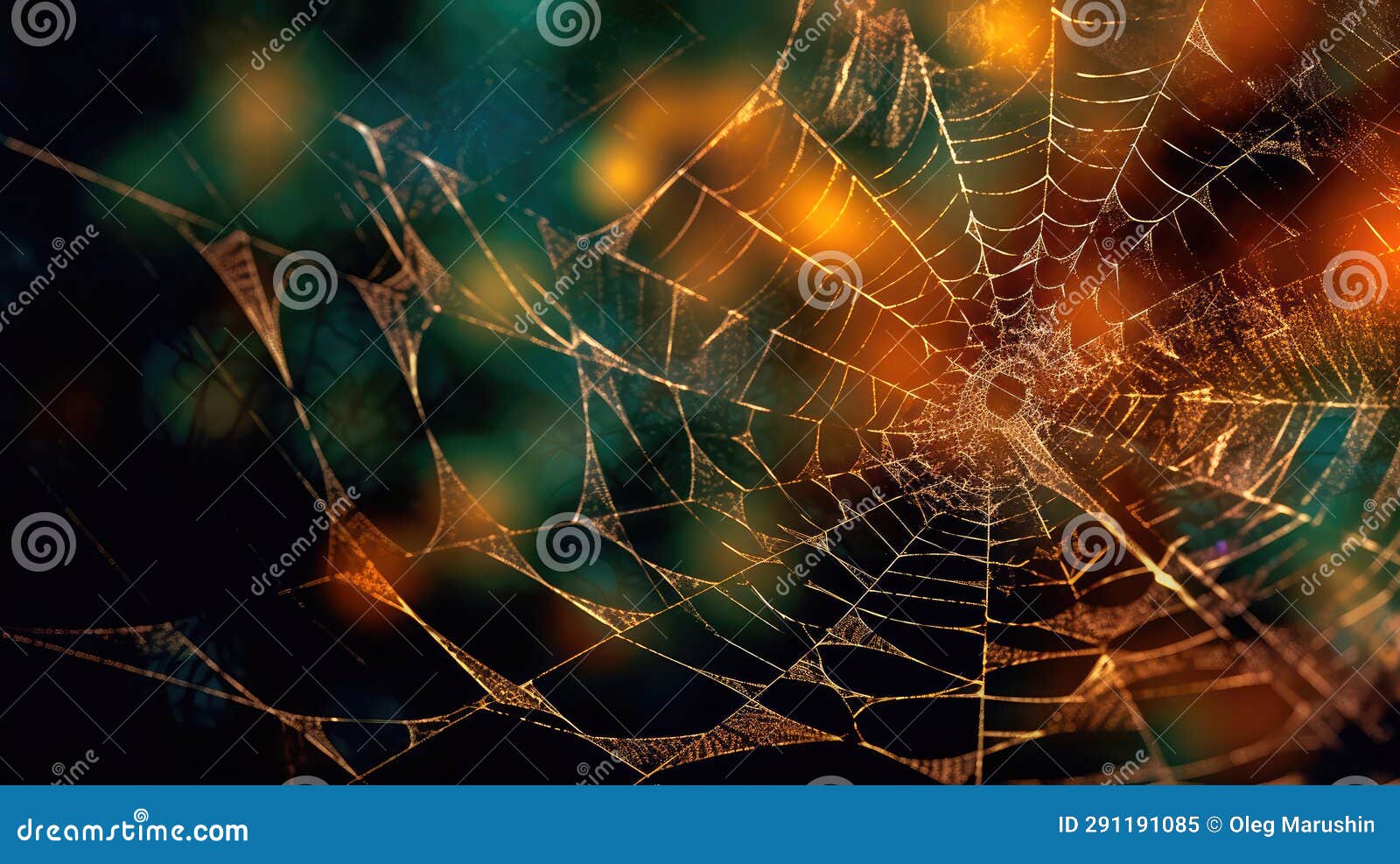 Abstract Illustration of a Shiny Spider Web on a Colored Background ...