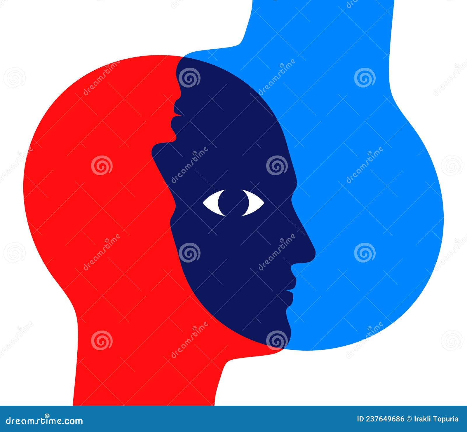 Concept Illustration of Two Overlapping Man Heads, Looking through Each ...