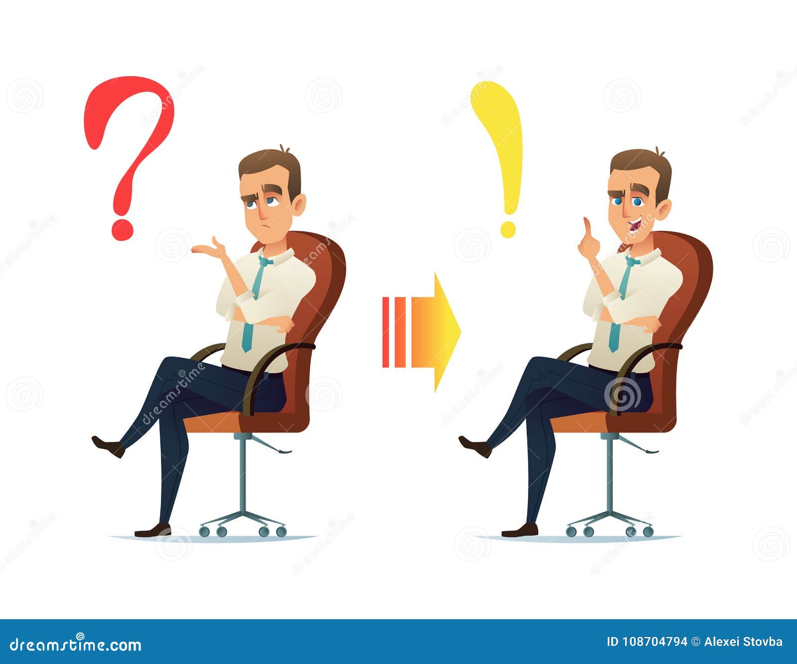 Concept Illustration of the Young Businessman Character Thinking. the ...