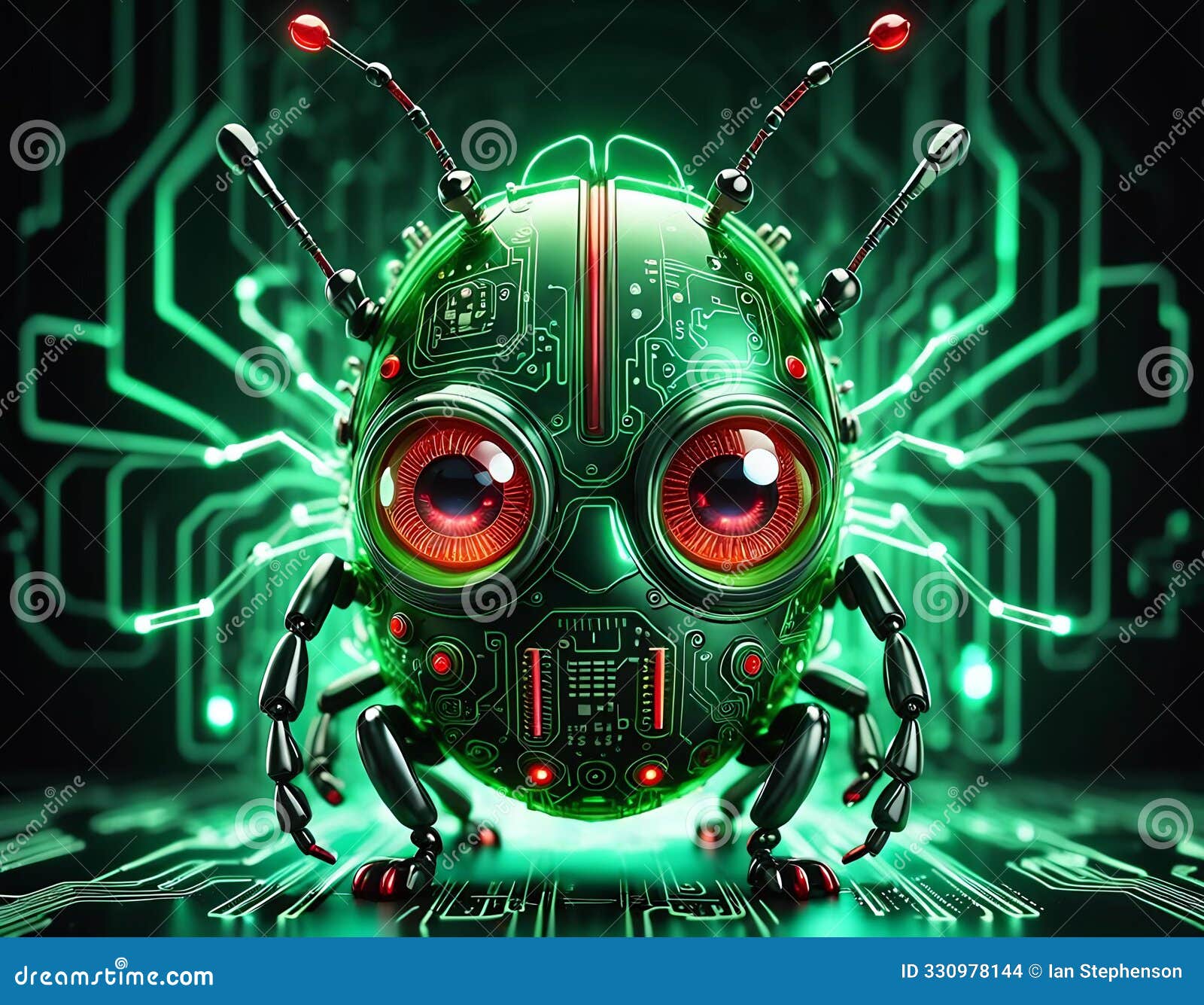 Concept Image of a Code Bug on a PCB Inside a Computer that Could Be ...