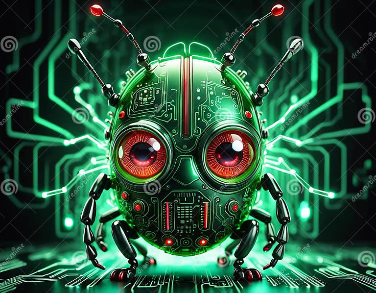 Concept Image of a Code Bug on a PCB Inside a Computer that Could Be ...