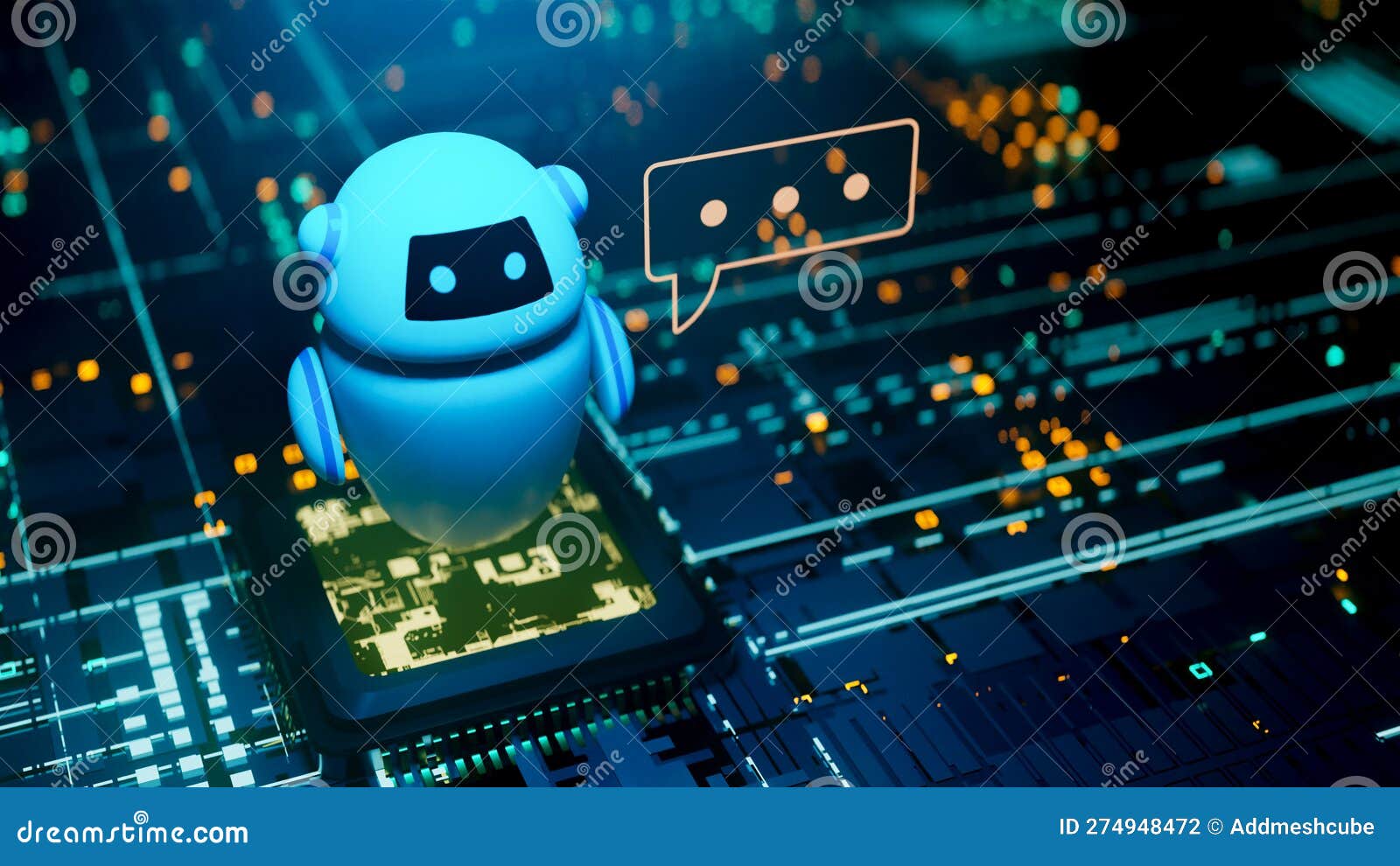 Concept Image of a Cute Conversational AI Assistant.3d Stock ...