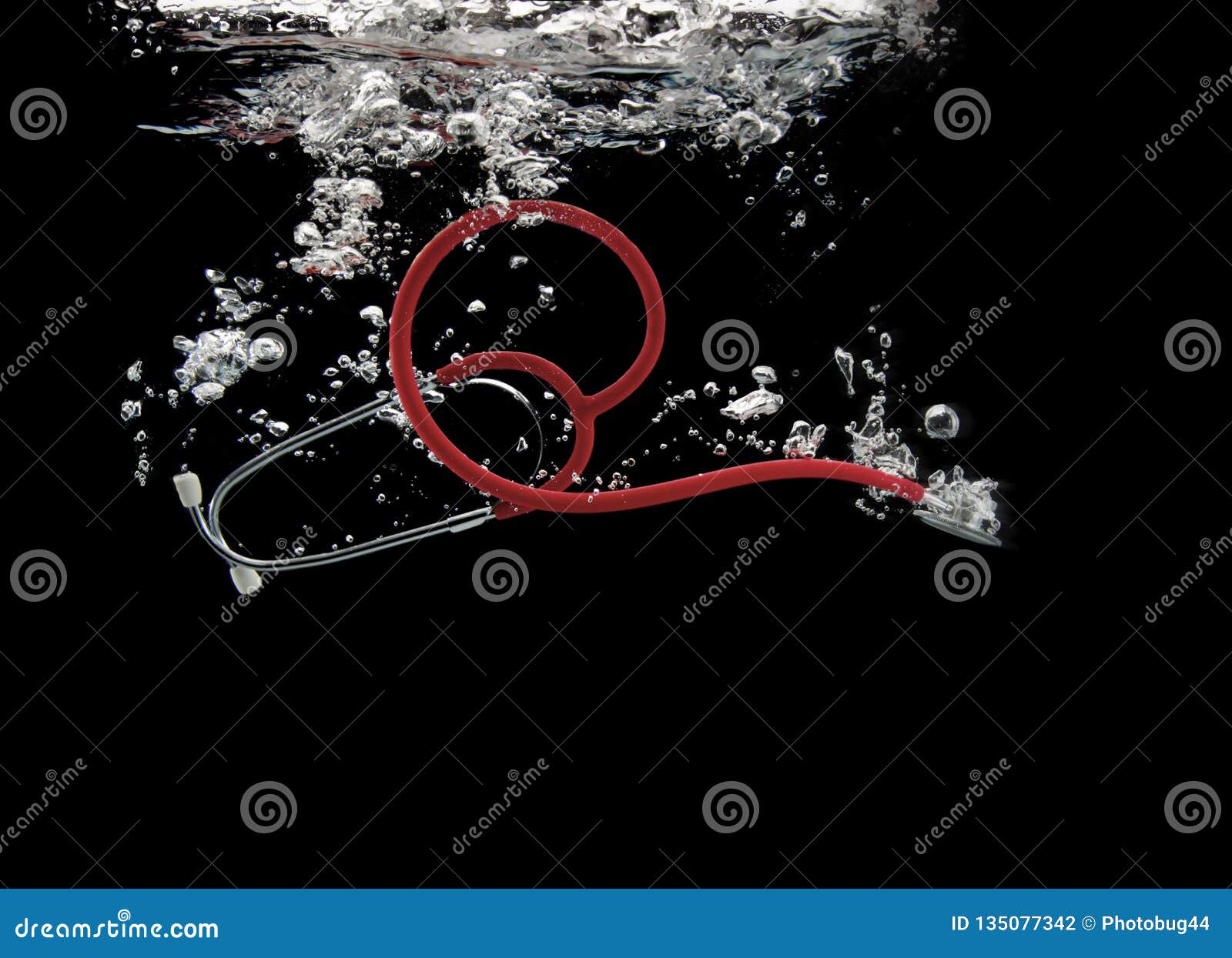 Red Stethoscope Sinking Under WaterÂ Stock Photo - Image of space ...