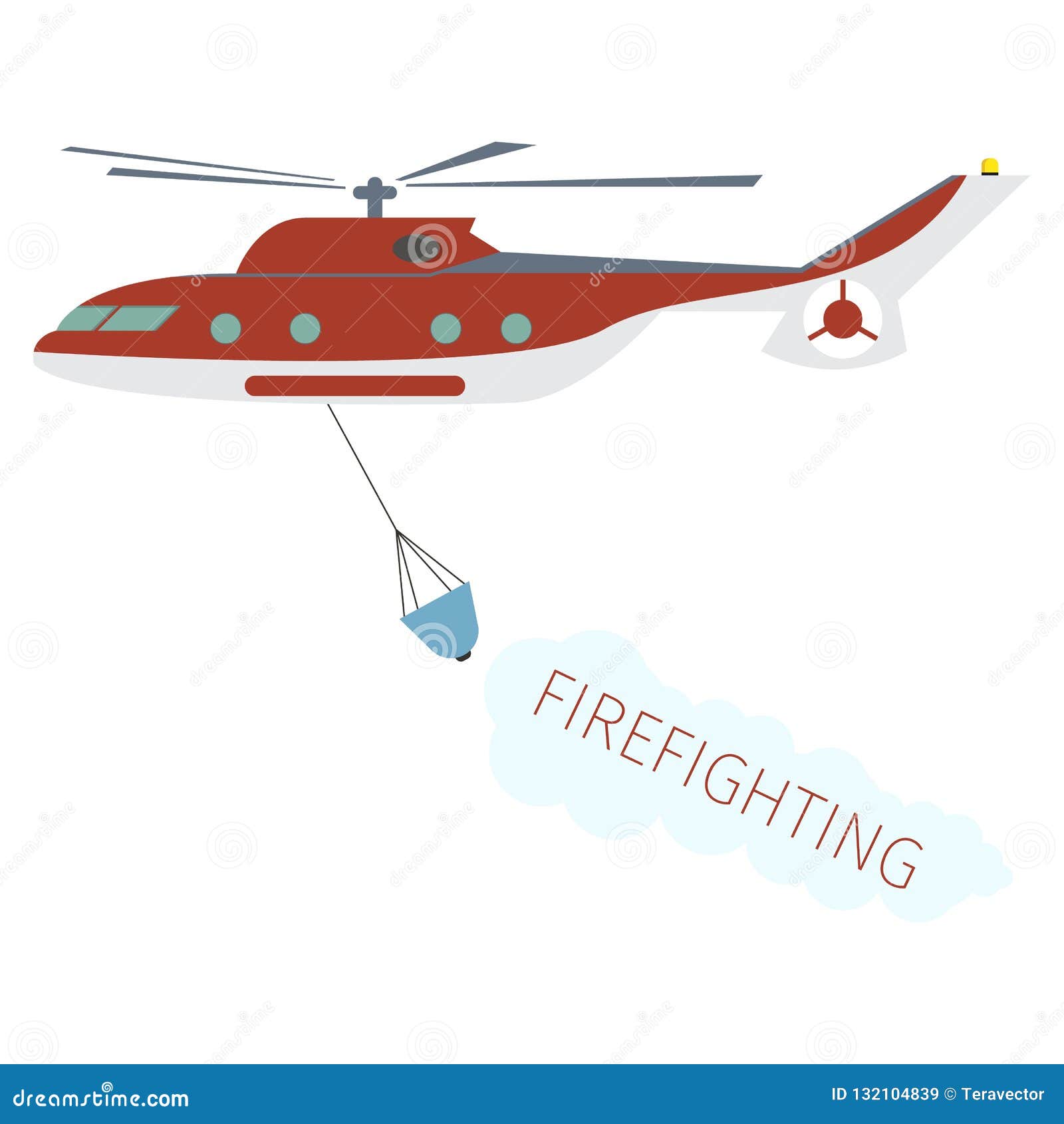 Firefighting Helicopter, Emergency Service Vehicle Flat Style Vector ...