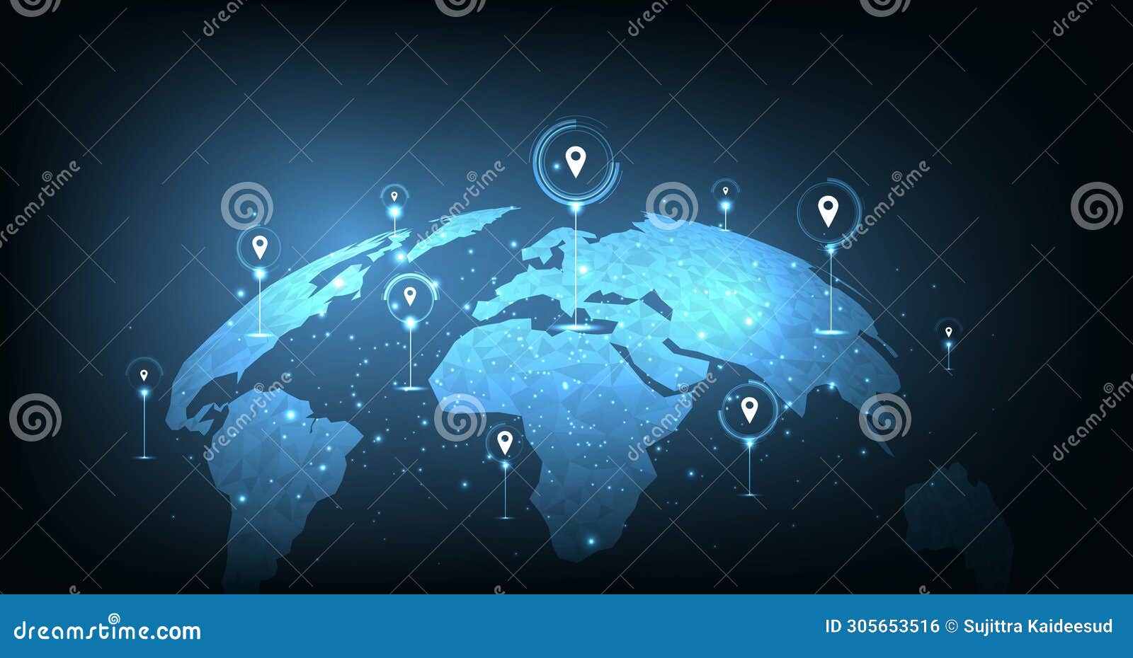 Concept Image of GPS Positioning System in the Global Stock Vector ...
