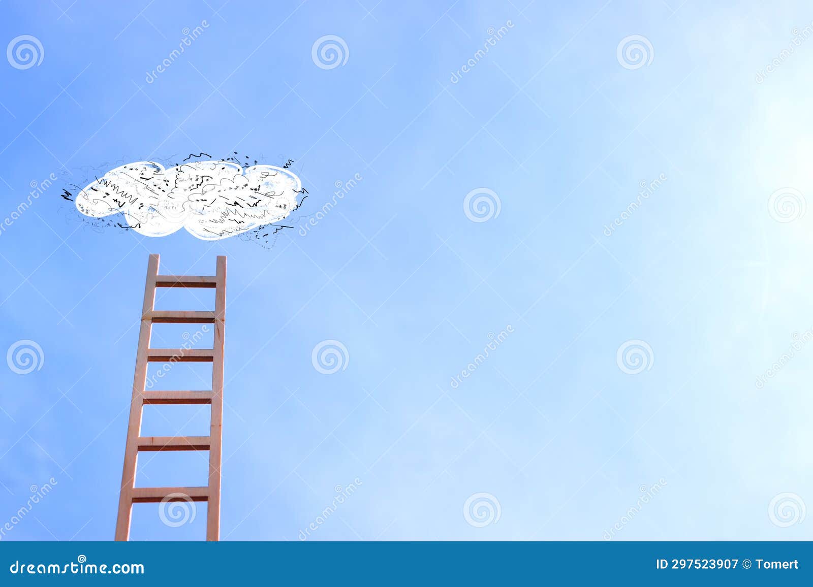 Concept Image of Ladder Reaching the Clouds, Goal Achieving and ...