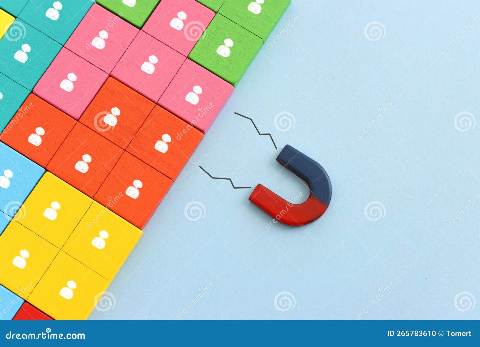 Concept Image of a Magnet Attracting a Group of People. Metaphor of ...