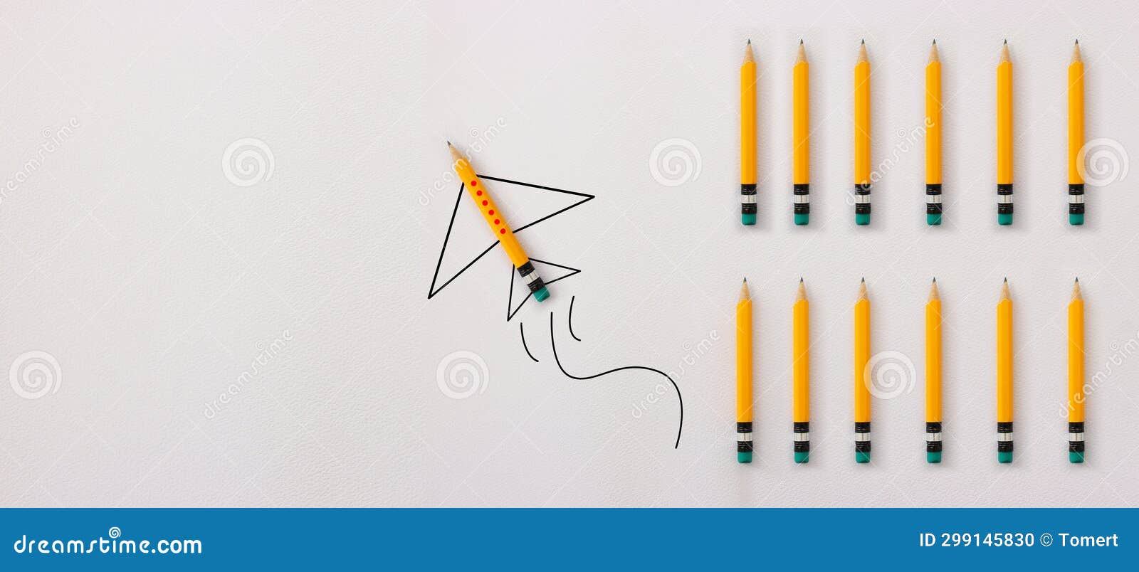 Concept Image of a Pencil in an Airplane Metaphor. Idea of Leadership ...