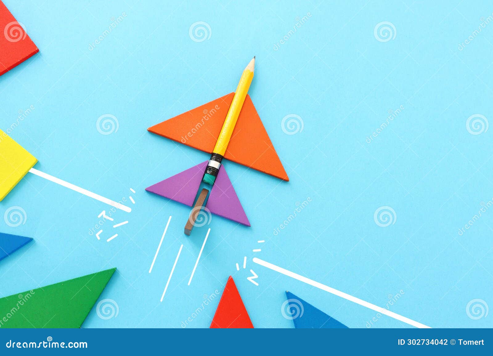 Concept Image of a Pencil in an Airplane Metaphor. Idea of Leadership ...