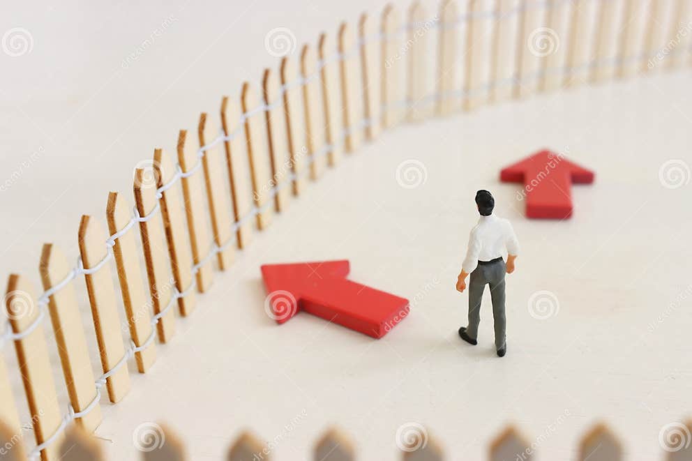 Concept Image of Person Facing Fence Obstacle and Thinking about ...
