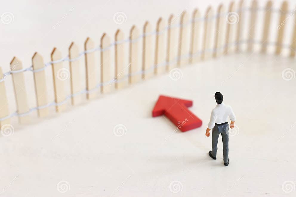 Concept Image of Person Facing Fence Obstacle and Thinking about ...