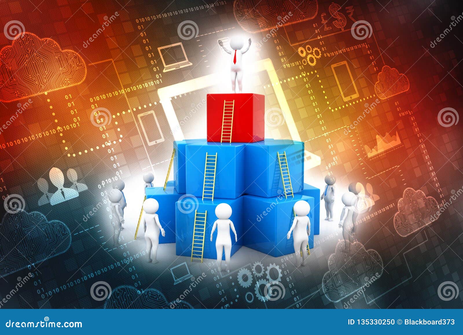 Team Work Concept, Leadership Concept, Business Network Concept. 3d Re ...