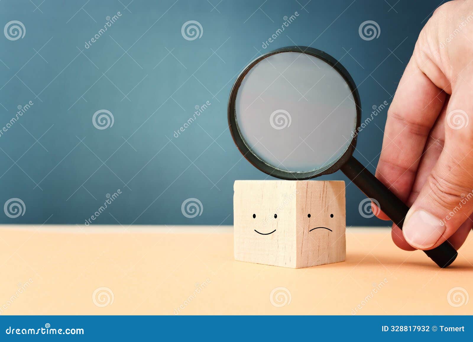 Concept Image of Satisfaction Level. Wooden Cube with Emotions and ...